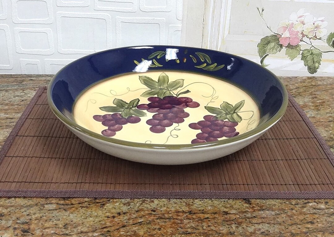 Hand Painted Ceramic Grapes Large Fruit Bowl - Etsy