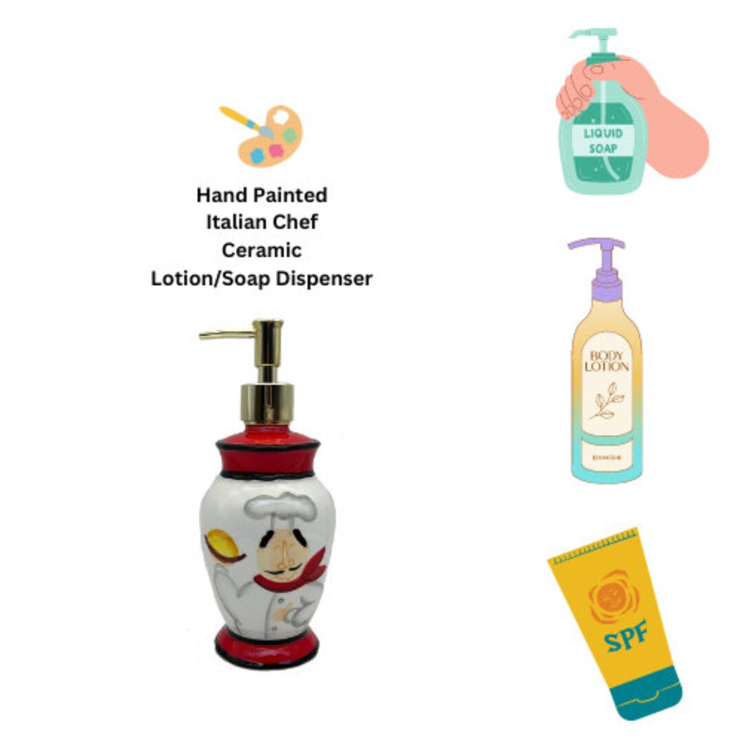 Hand Painted Chef Kitchen Soap Dispenser - Etsy
