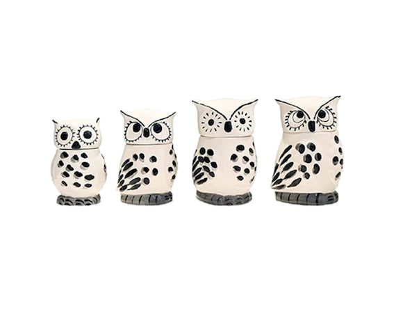 Owl Ceramic Kitchen 4pc Canister Set - Etsy
