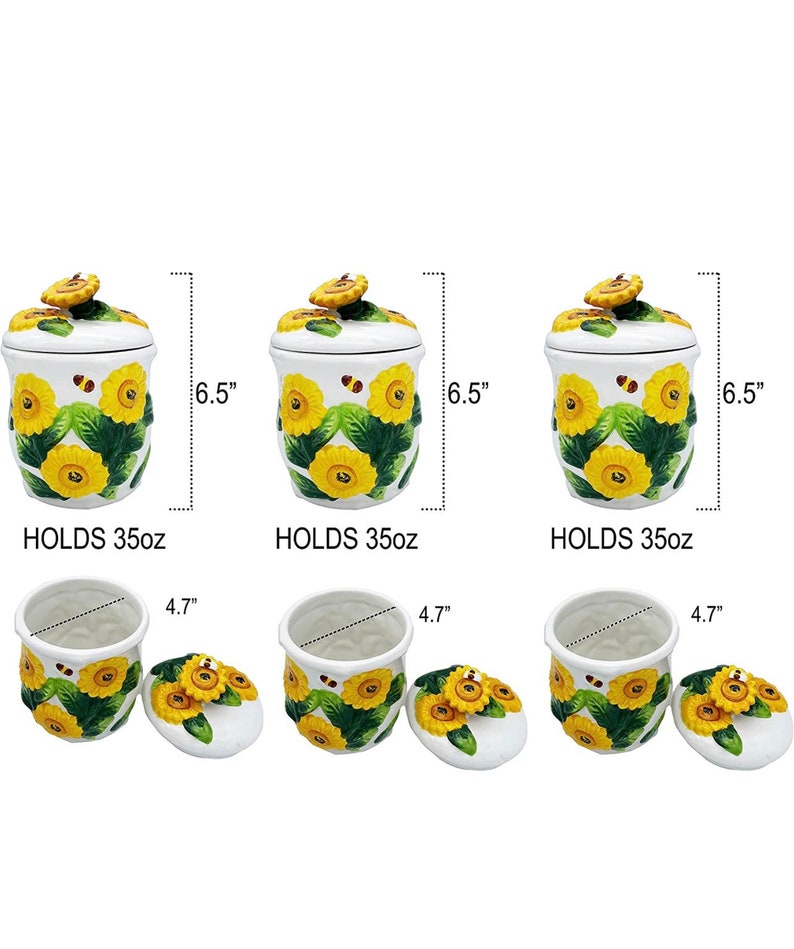 Sunflower Ceramic Kitchen Canister Set - Etsy