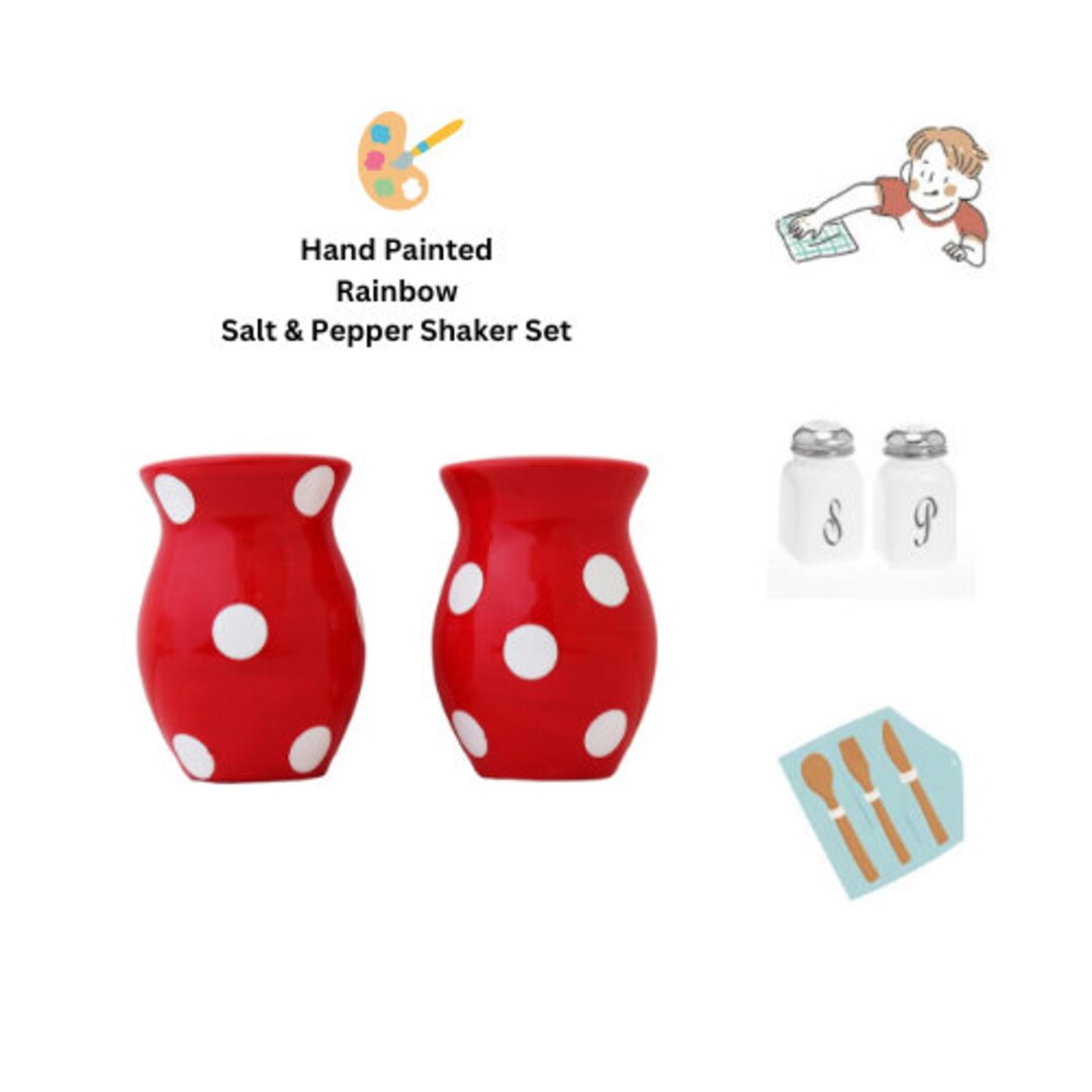 Red Polka Dot Ceramic Salt and Pepper Shaker Set - Etsy