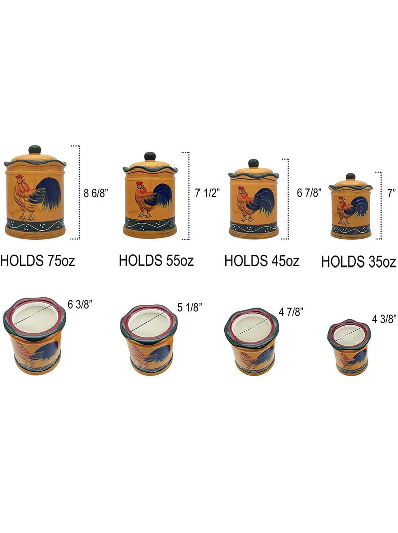 Hand Painted Rooster Ceramic Canister Set - Etsy