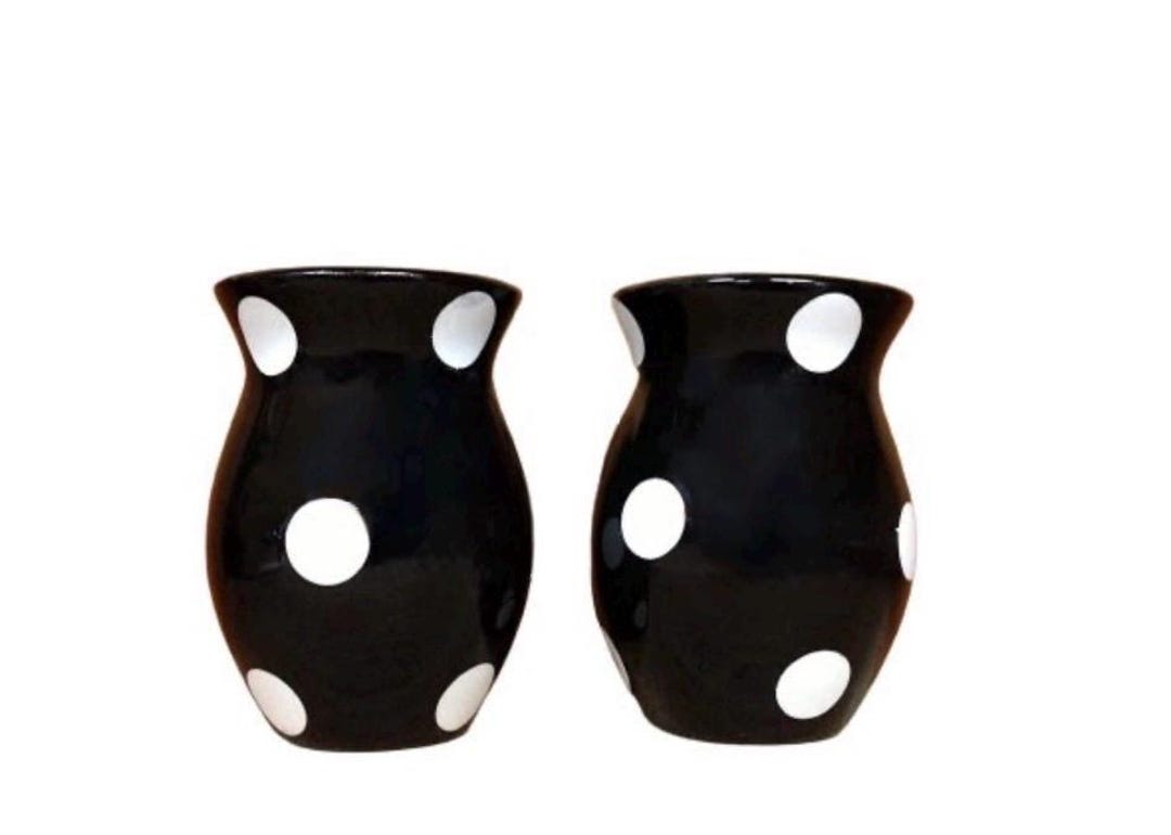 Black Polka Dot Salt & Pepper Shakers – Hand‑painted Ceramic Spice Set ...