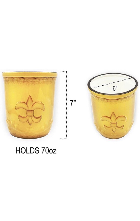 Yellow Fleur De Lis Ceramic Utensil Pot - Etsy