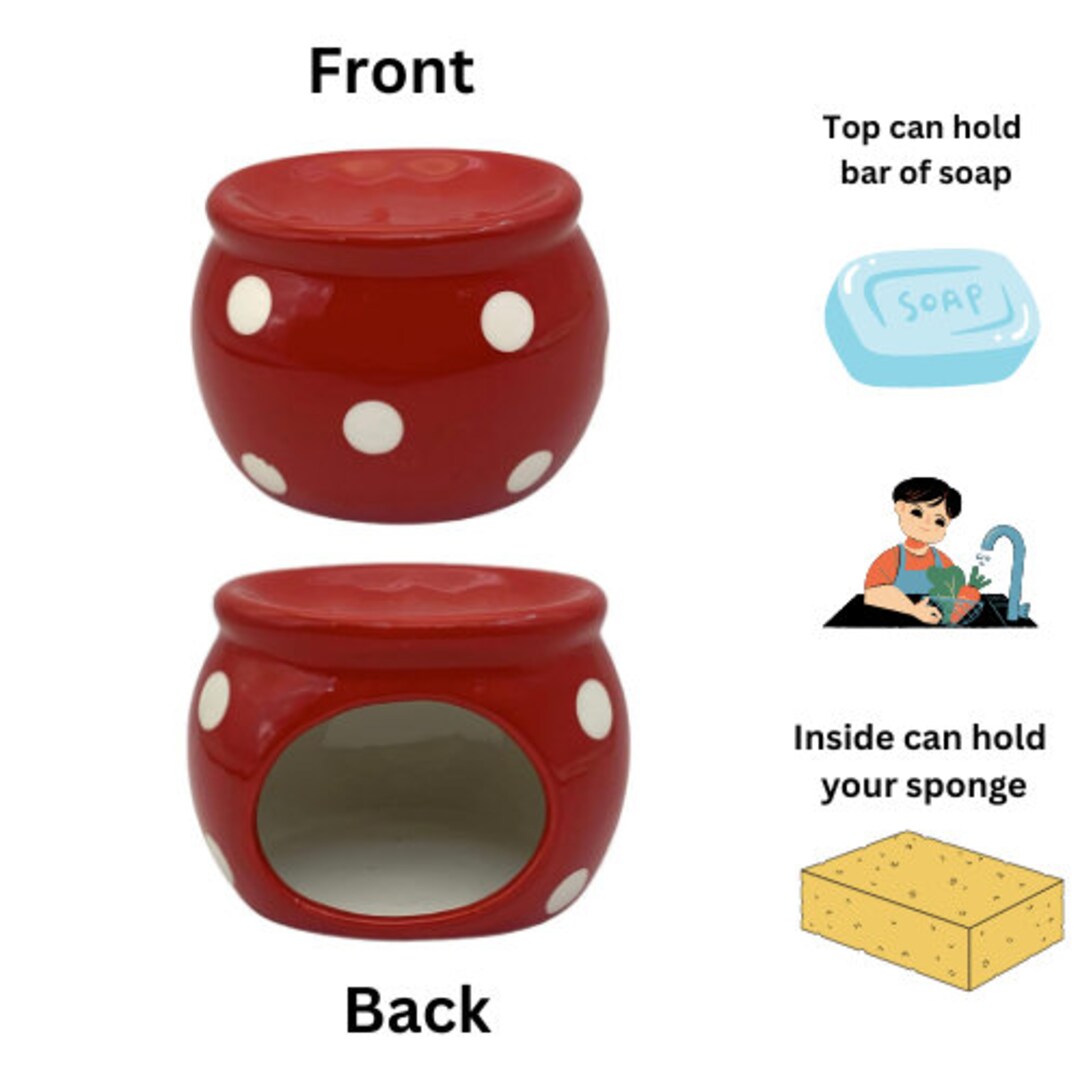 Red Polka Dot Kitchen Sponge Holder and Soap Bar Holder - Etsy