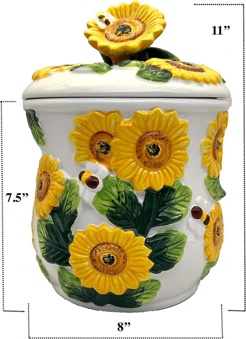 3-D Sunflower Hand Painted Cookie Jar - Etsy