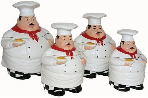 Chef Canister Set of 4 – Hand‑painted Ceramic Kitchen Jars With Lids ...