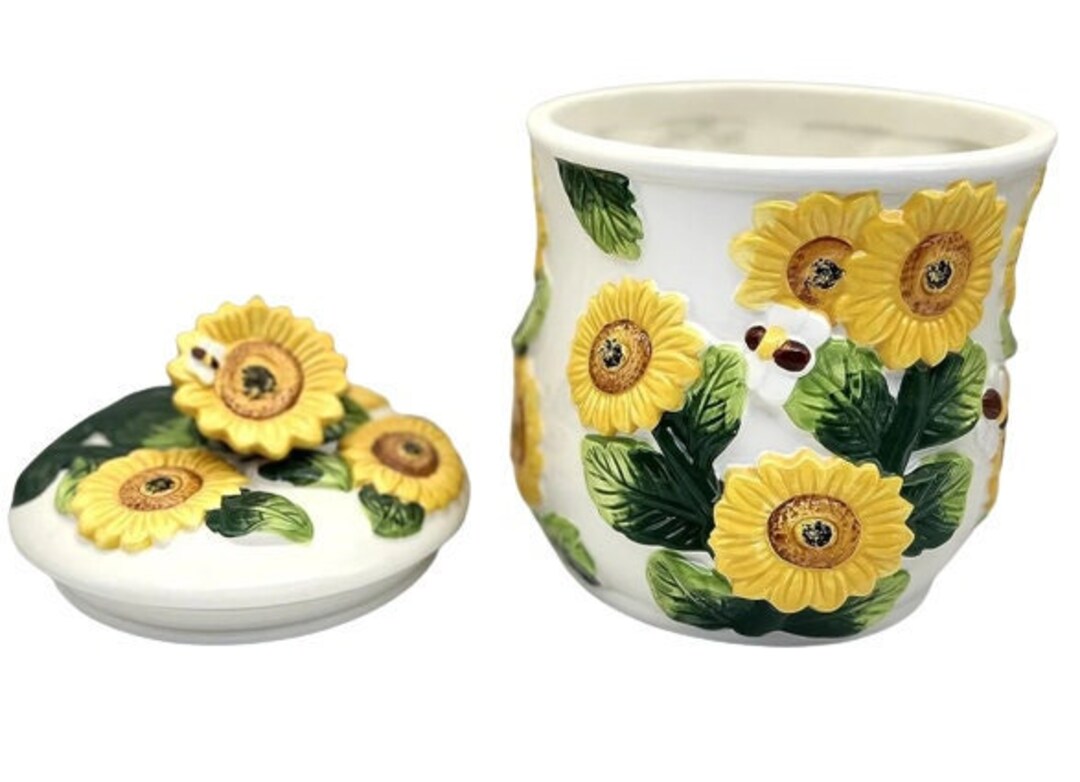 3-D Sunflower Hand Painted Cookie Jar - Etsy