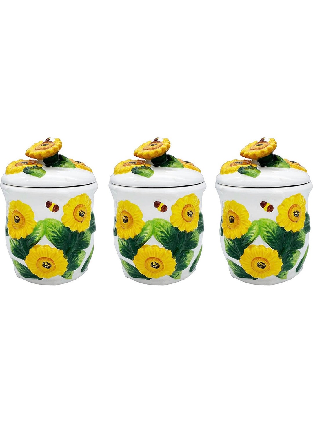 Sunflower Ceramic Kitchen Canister Set - Etsy