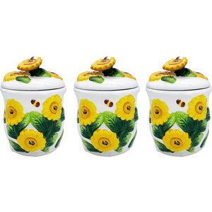 Sunflower Ceramic Kitchen Canister Set - Etsy