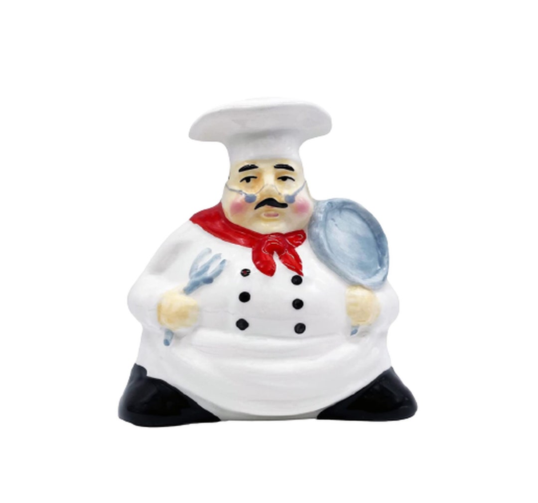 Chef Napkin Holder – Hand‑painted Ceramic Bistro Figurine, Kitchen ...