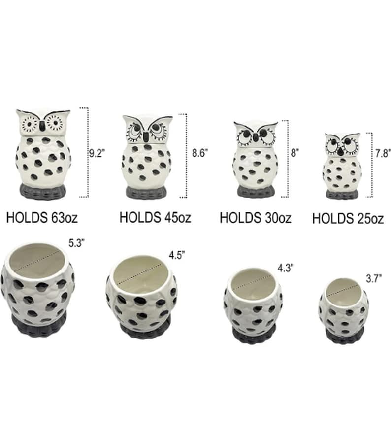 Owl Ceramic Kitchen 4pc Canister Set - Etsy