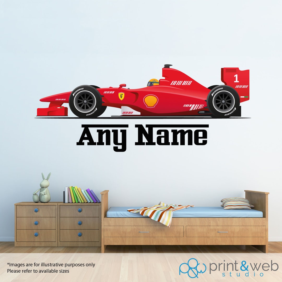 Personalised Name Ferrari F1 Race Car Vinyl Wall Sticker Decal - Etsy