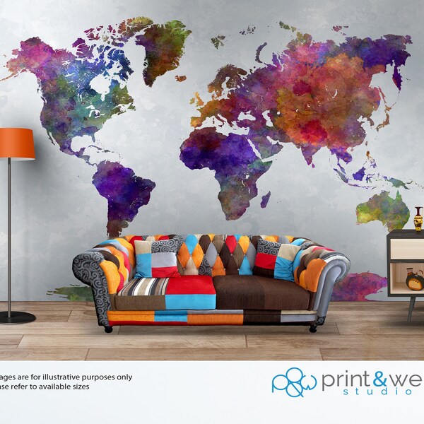 World Map Wallpaper Kids Room - Etsy UK