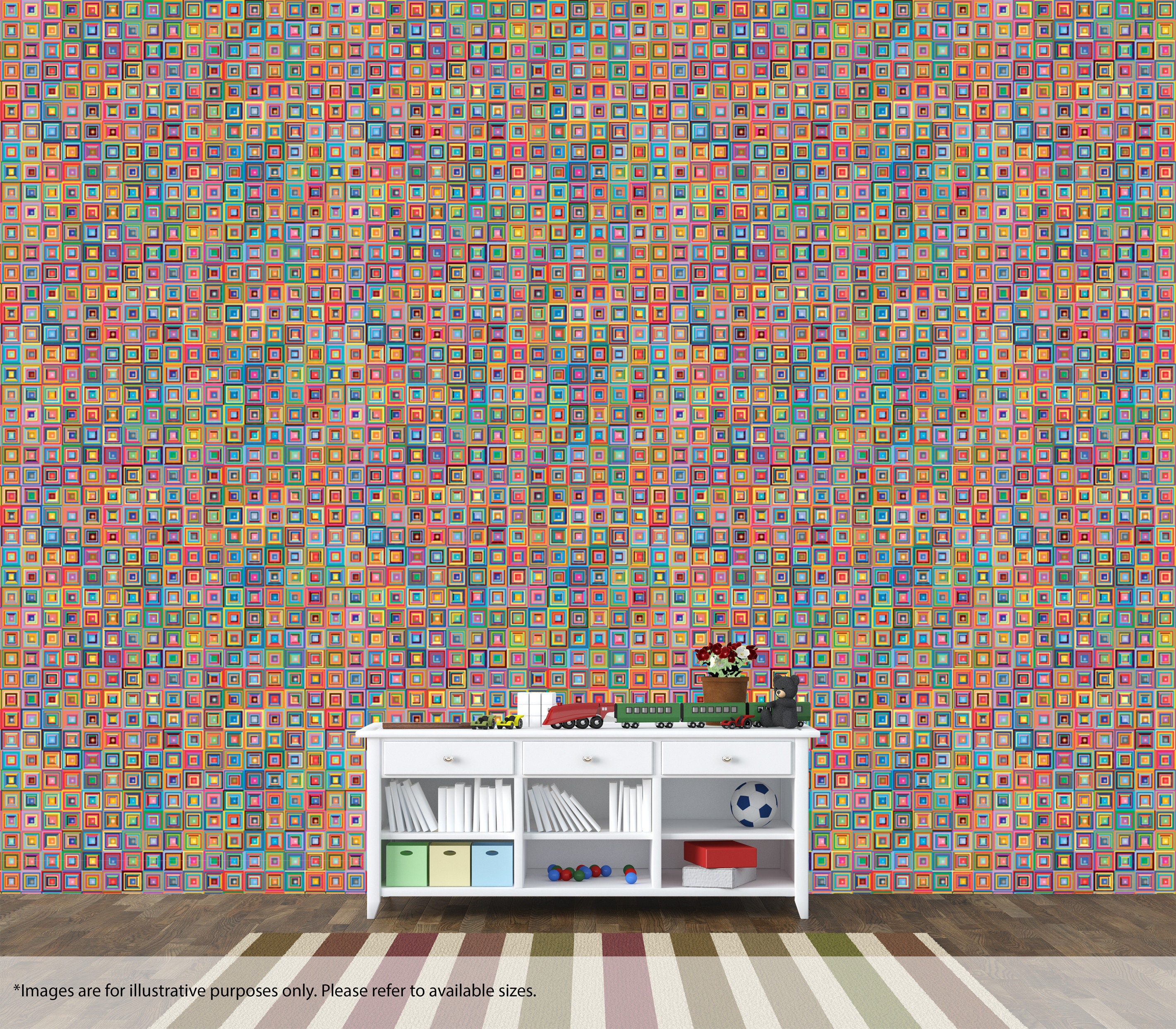 Retro Square Pattern Wallpaper