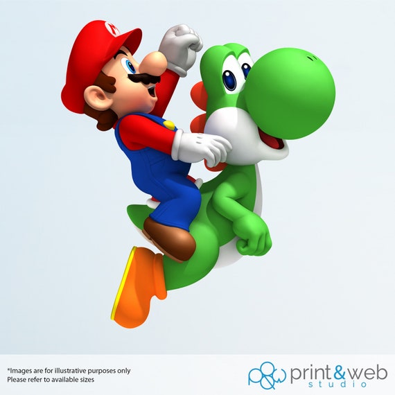 Mario Riding Yoshi Super Mario Wall Sticker Decal Bedroom | Etsy