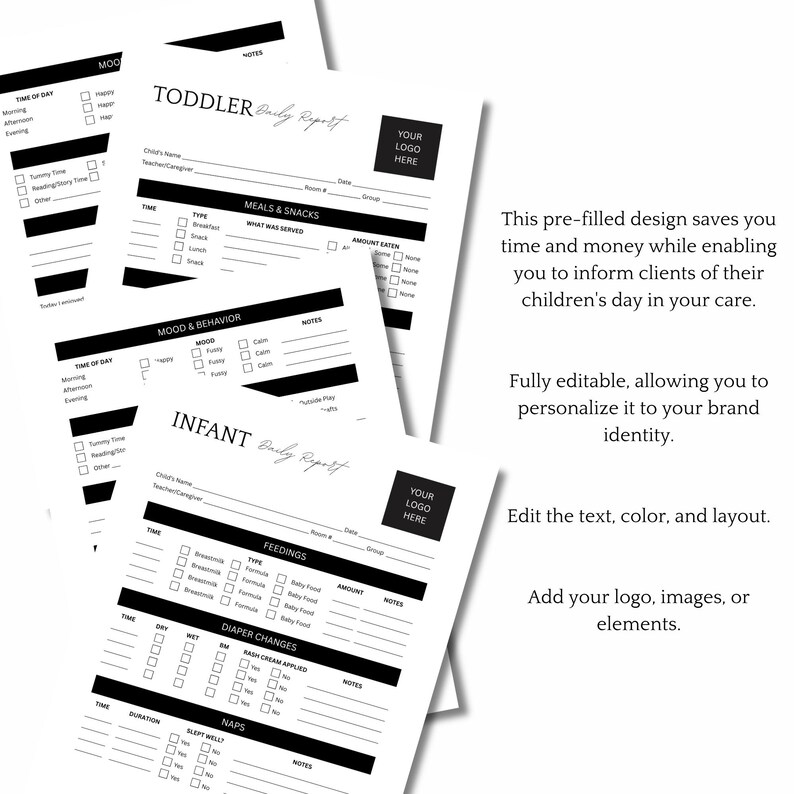 Infant Toddler Daily Report Template, Daycare Childcare (editable Canva ...