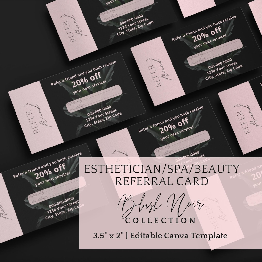 Luxury Esthetician Referral Card Design, Editable Spa Business Card ...