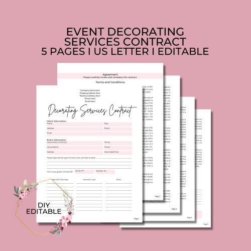 Event Decorating Services Contract Agreement DIY Editable - Etsy