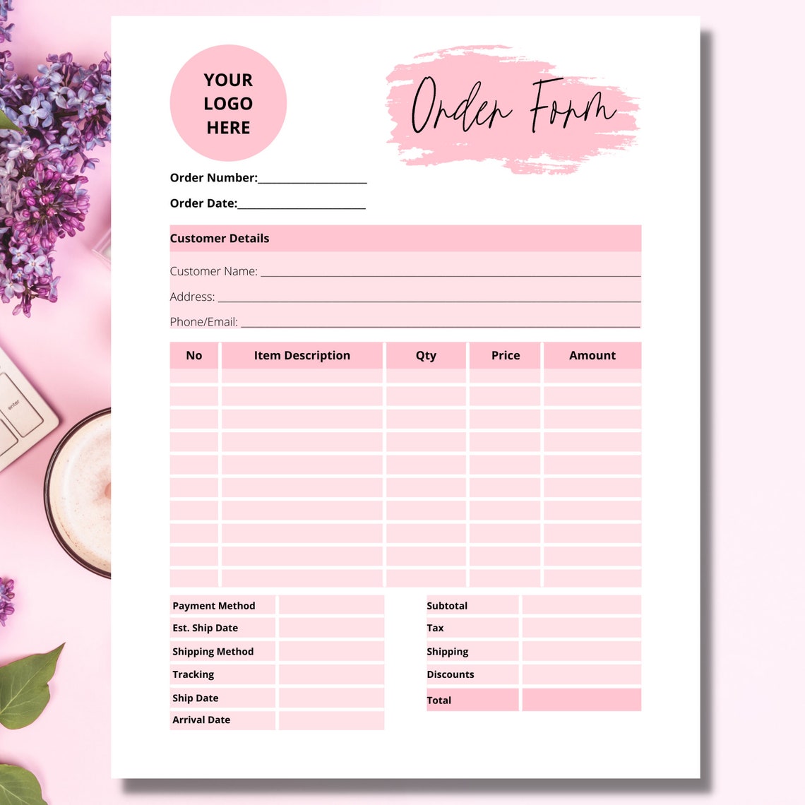 Editable Order Form Template Custom Order Form Template - Etsy