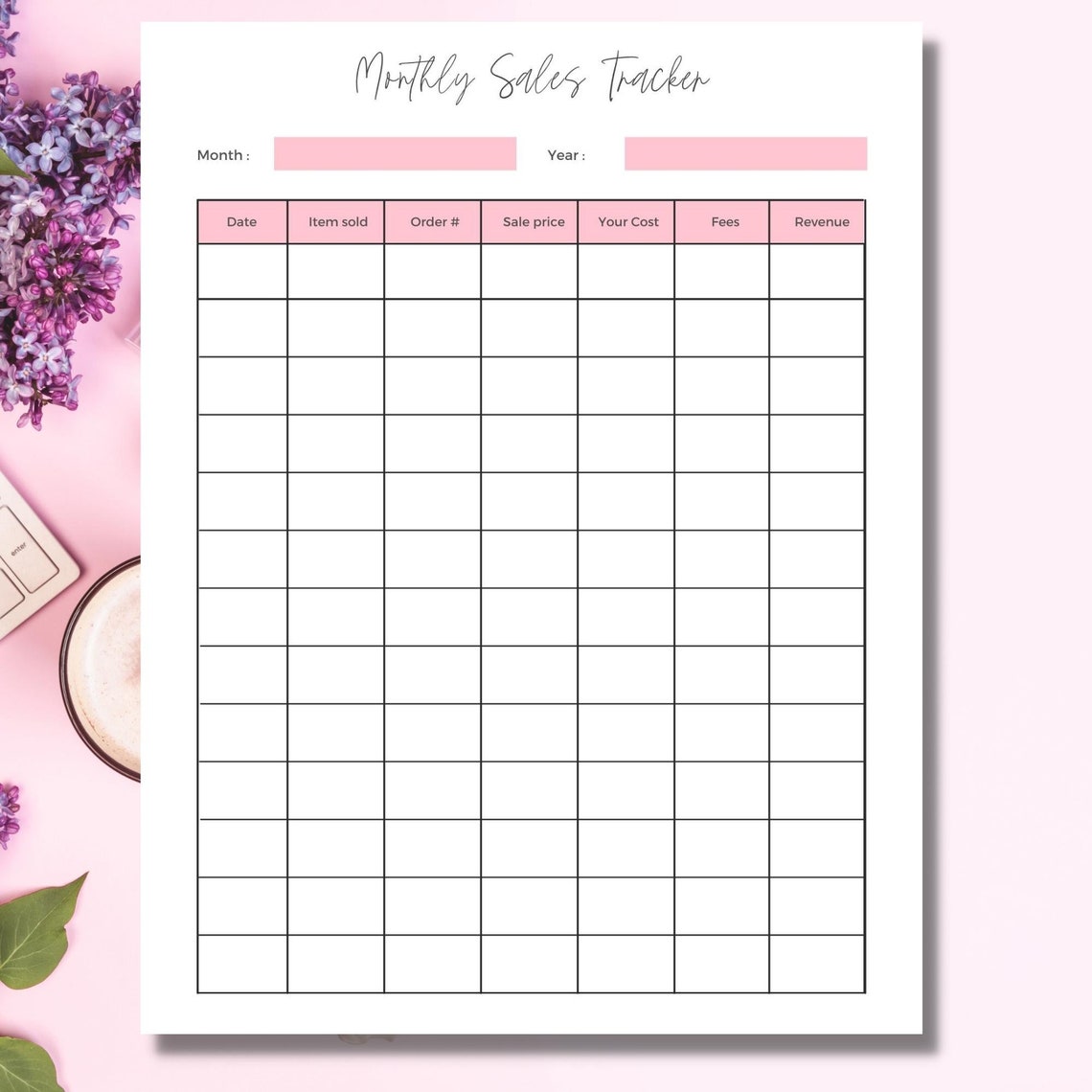 Editable Monthly Sales Tracker Form I Sales Log Printable PDF - Etsy
