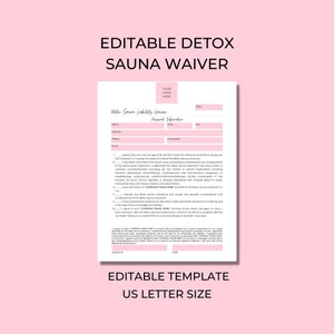 Detox Sauna Liability Waiver Form, DIY Editable Printable Canva ...