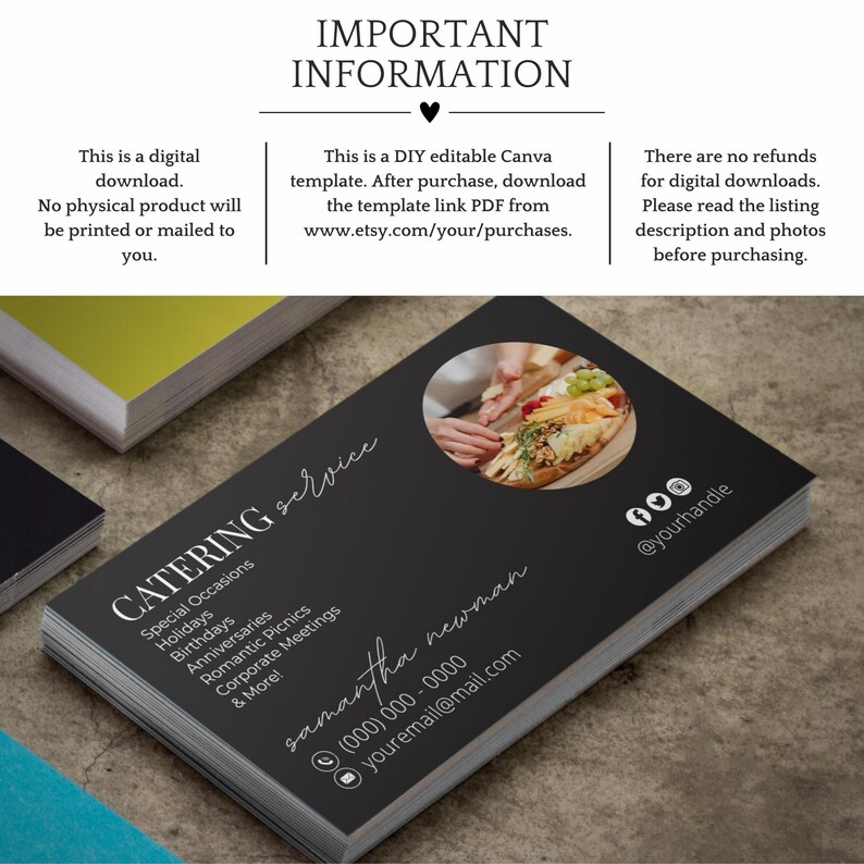 Editable Catering Service Business Card Template, Food Service ...