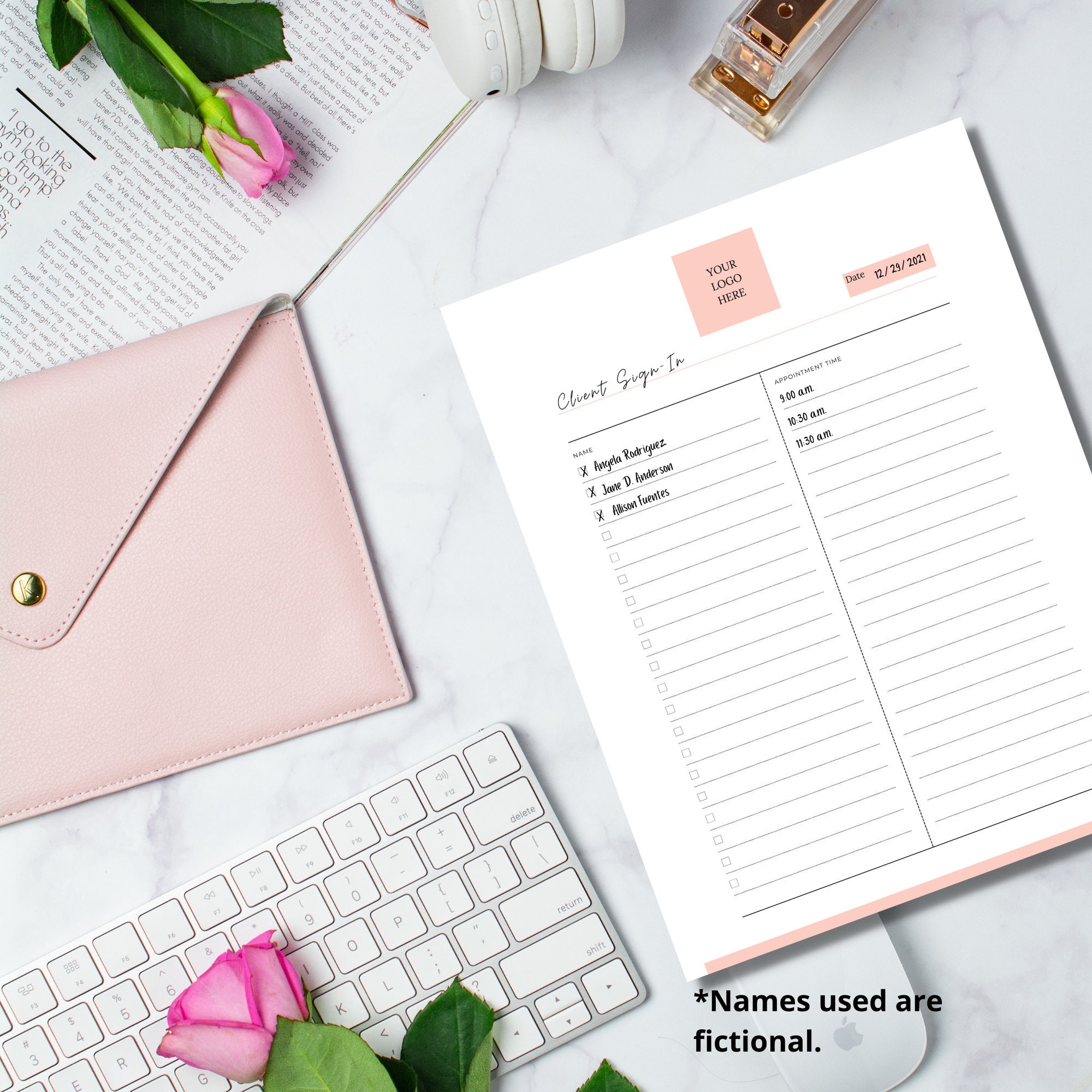 Client Sign-in Sheet DIY Editable Printable 1 Page Canva - Etsy