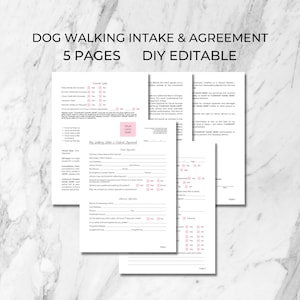 Dog Walker Intake Form and Contract Agreement, DIY Editable Printable 5 ...