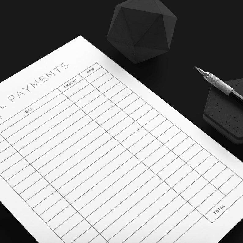 Bill Payment Printable Printable Bill Payment PDF Expense - Etsy