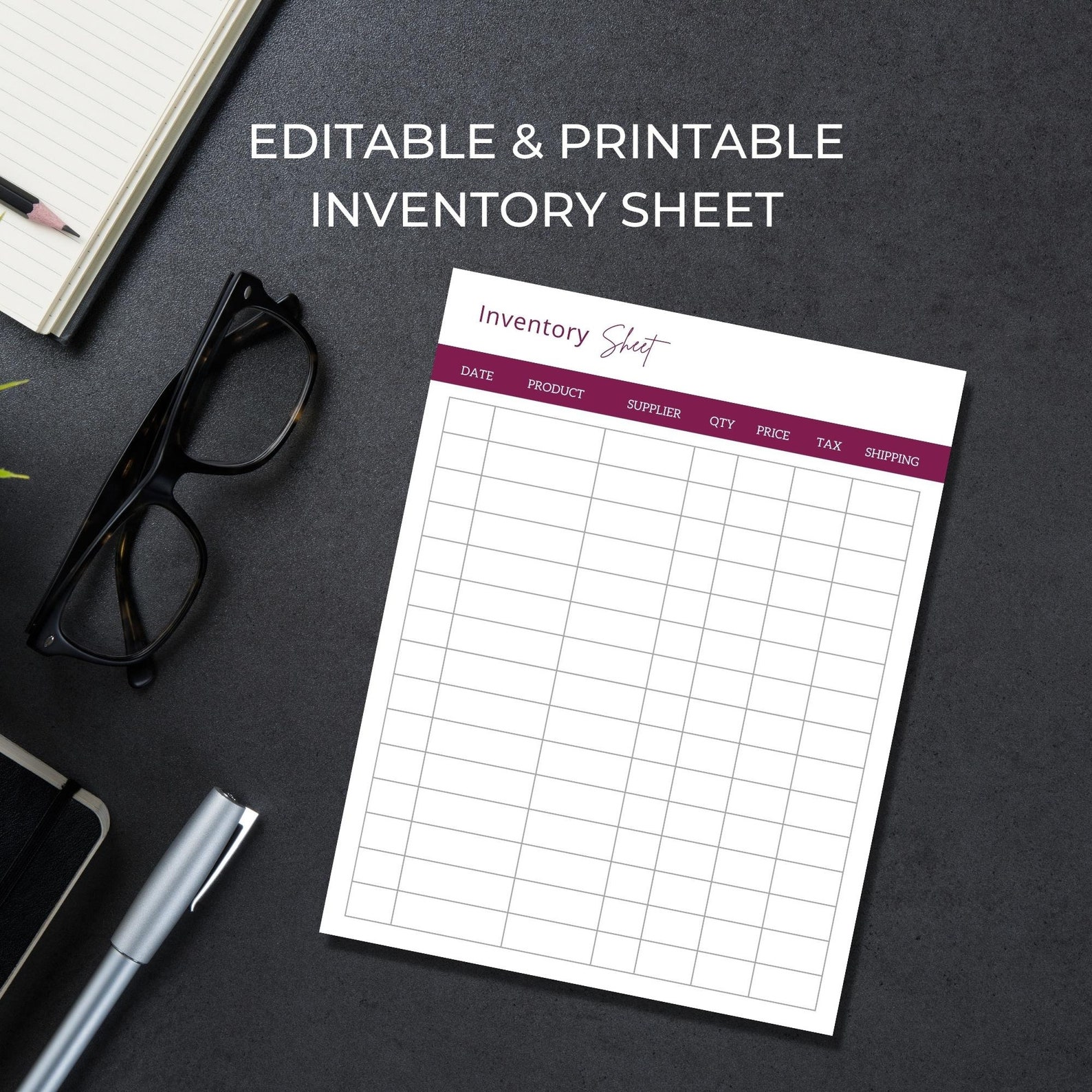 Editable Inventory Management Form Inventory Tracker PDF - Etsy