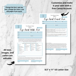 Cryotherapy Intake and Consent Form, DIY Editable, Printable, Canva ...