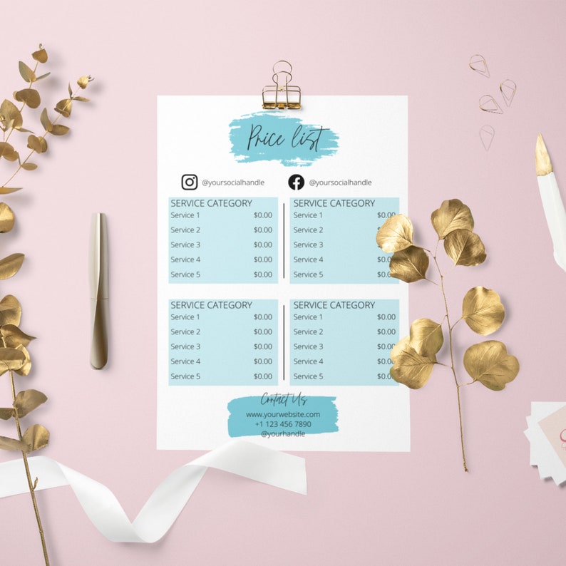 Editable Esthetician Price List Printable Menu Template Spa - Etsy