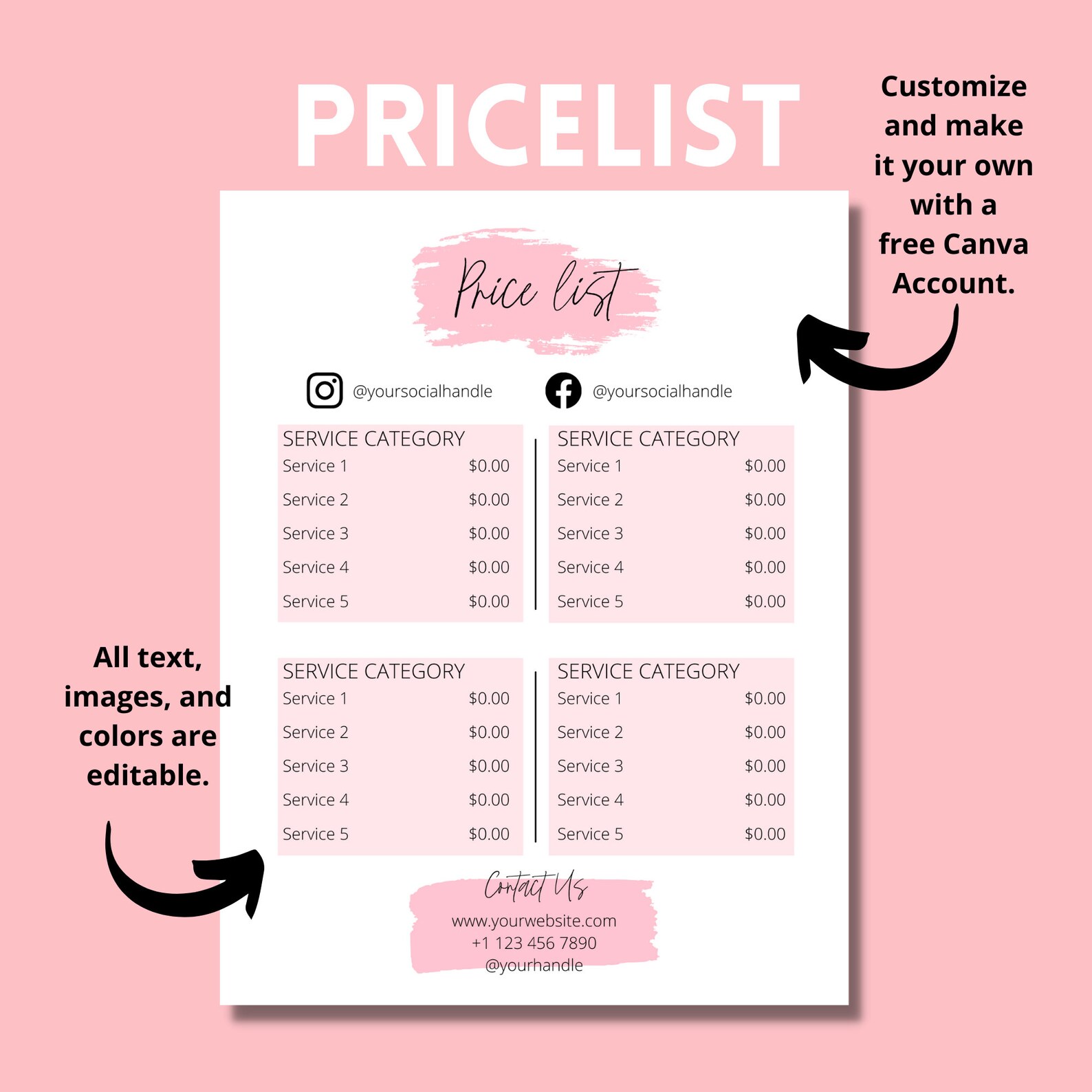Editable Esthetician Price List Menu Template I Day Spa Price - Etsy