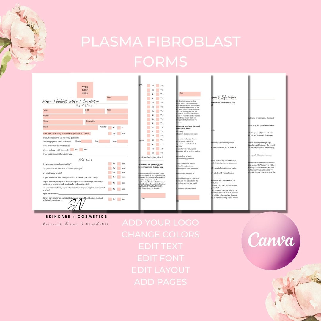 Plasma Fibroblast Intake and Consultation Forms, Detailed Informed ...