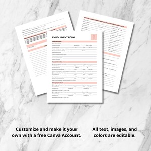 Childcare Enrollment Form, DIY Editable Canva Template, Daycare Intake ...
