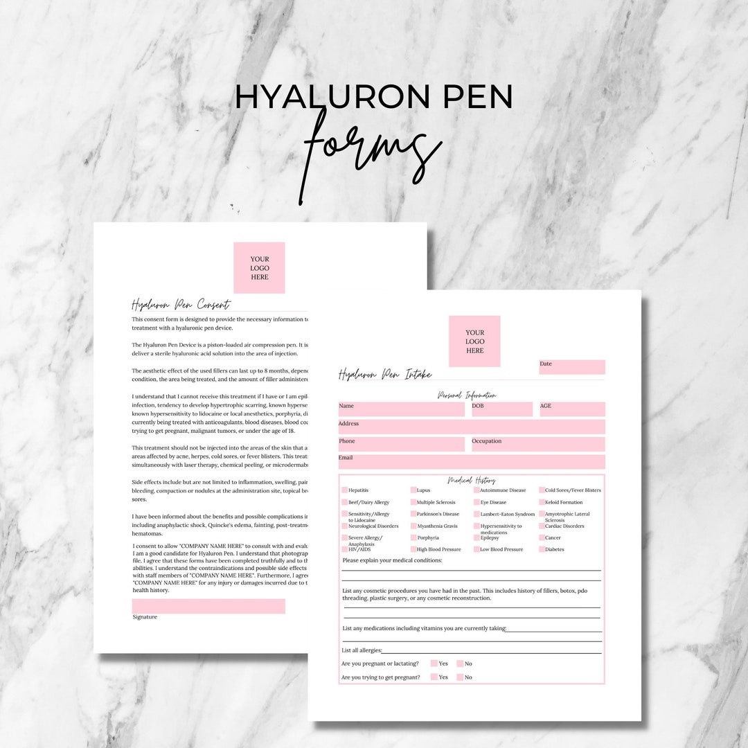 Hyaluronic Acid Pen Intake and Consent Forms, DIY Editable, Printable ...