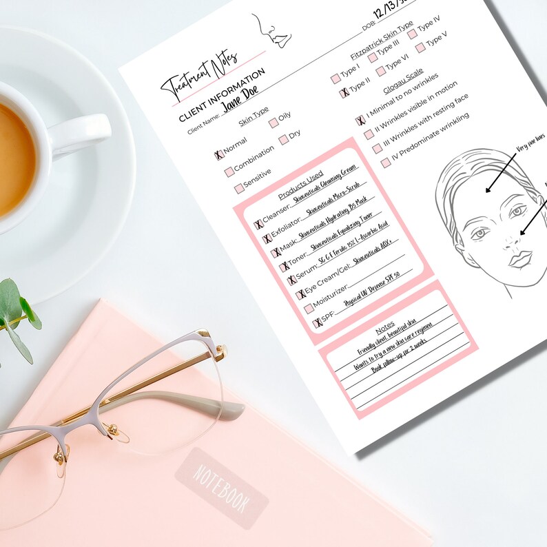 Client Treatment Notes Form I DIY Editable Canva Template I | Etsy