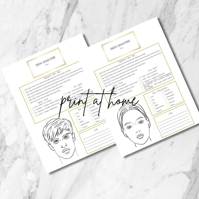 Editable Skin Analysis Canva Template: Male & Female Face Charts - Etsy ...