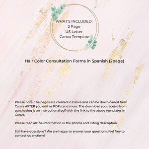 Spanish Hair Color Consultation Form I DIY Editable Printable Canva ...