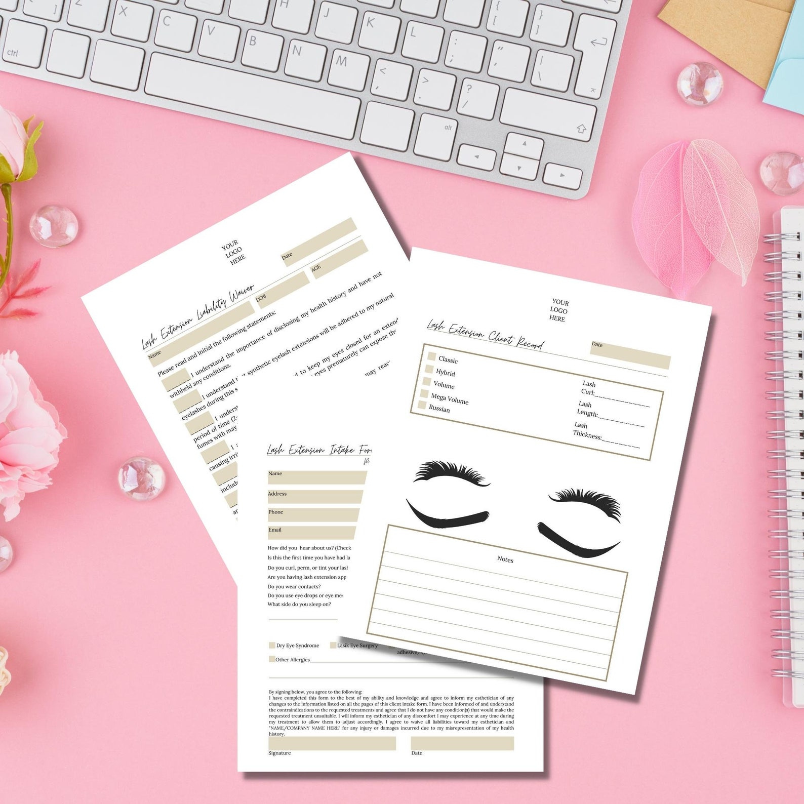Editable Lash Extension Client Form Template I 3 Page Canva - Etsy