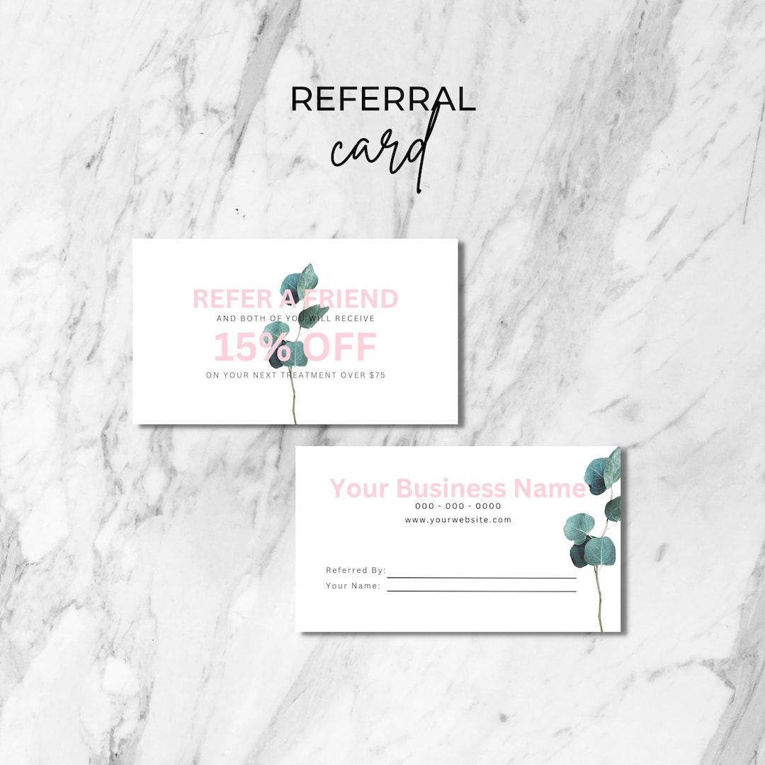 Editable Client Referral Card, Feminine Refer a Friend Template ...