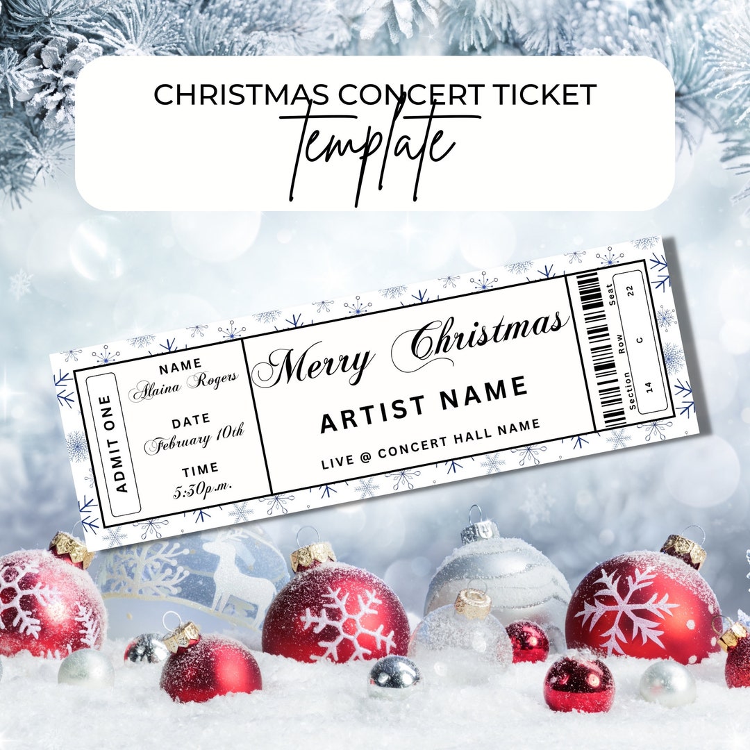 Christmas Concert Ticket Template, Editable Event Ticket Canva Template ...