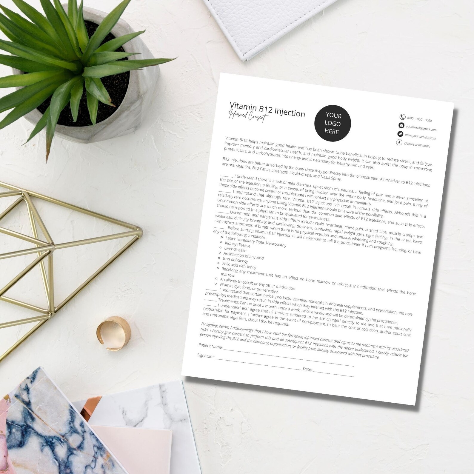 Vitamin B12 Injection Informed Consent B12 Injection - Etsy