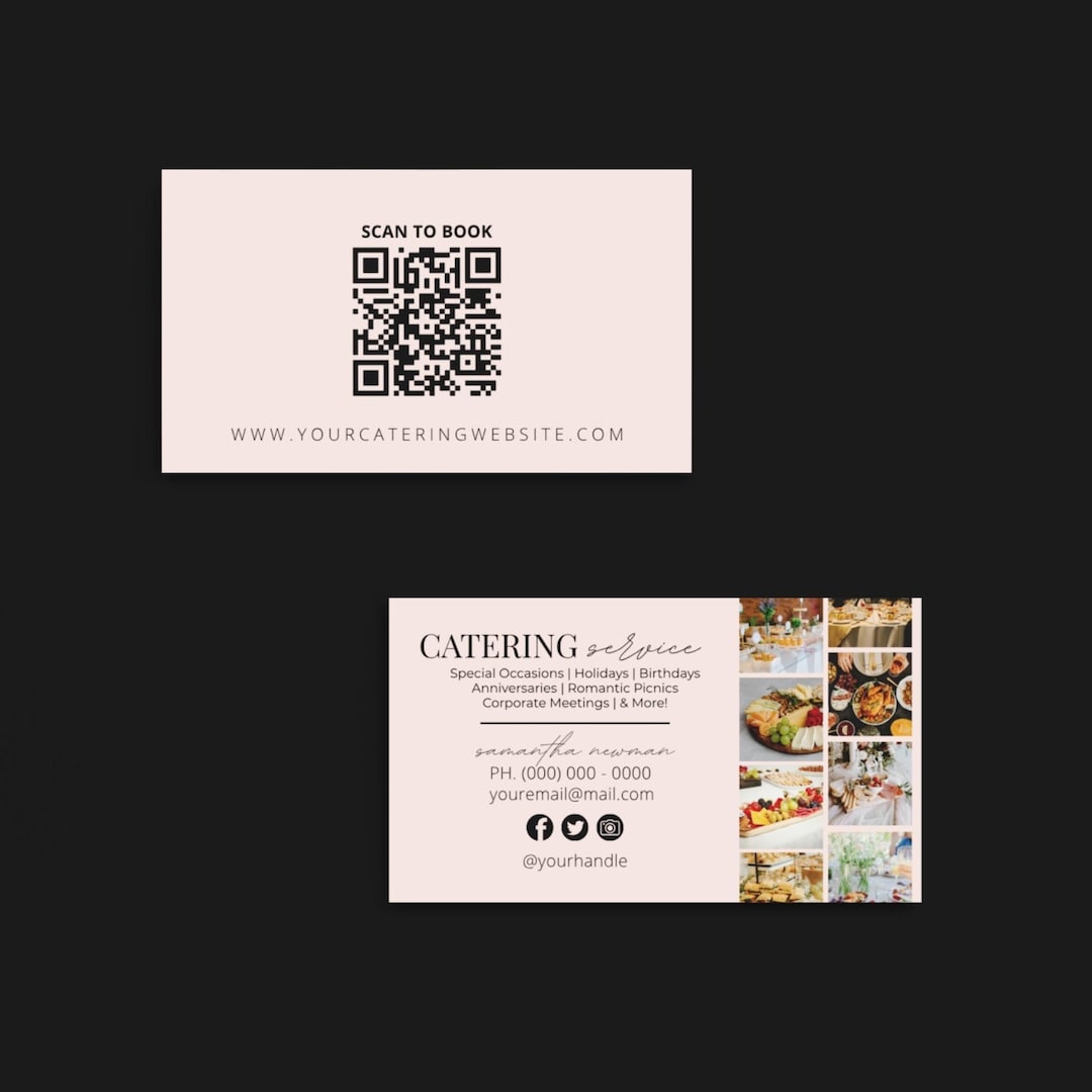 Catering Service Business Card Design, Catering Template, Caterer Card ...