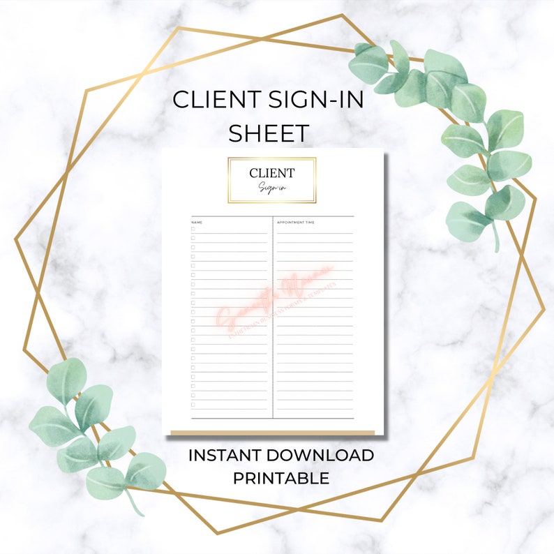 Printable Client Sign-in Sheet I Non-editable I Versatile Sign - Etsy