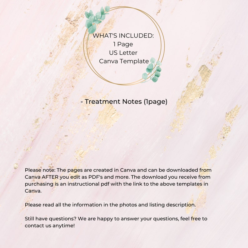 Client Treatment Notes Form I DIY Editable Canva Template I | Etsy