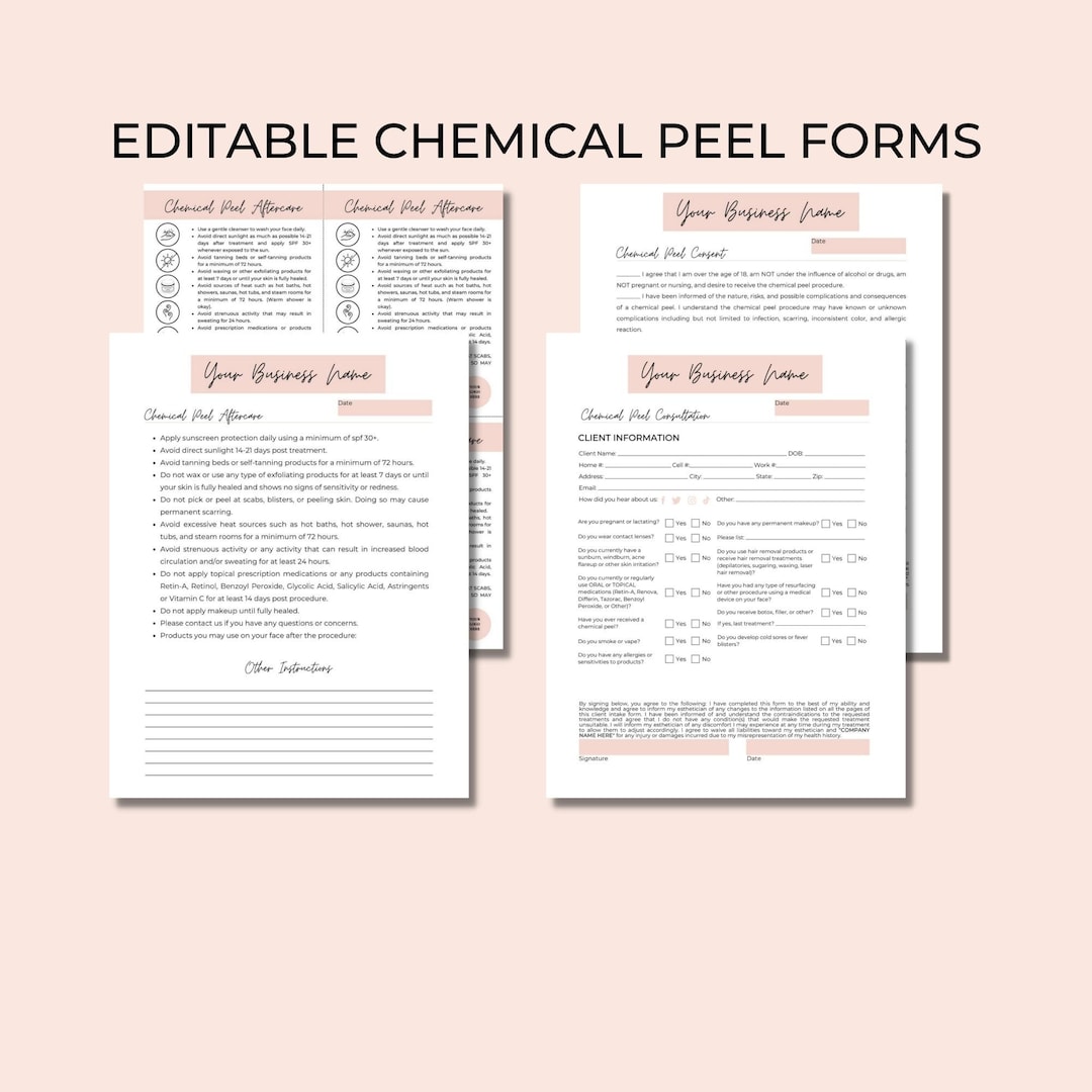 Chemical Peel Consultation Form, Chemical Peel Consent Form, Chemical ...