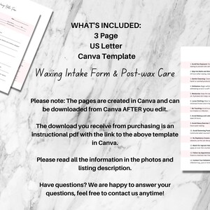 Waxing Intake Form, Waxing Aftercare Form, DIY Editable, Template, Hair ...