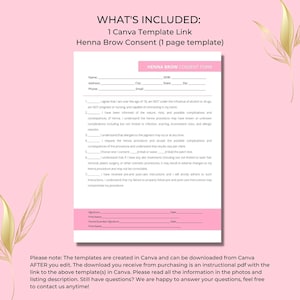Henna Brow Consent Form Editable Brow Henna Treatment Form Printable ...